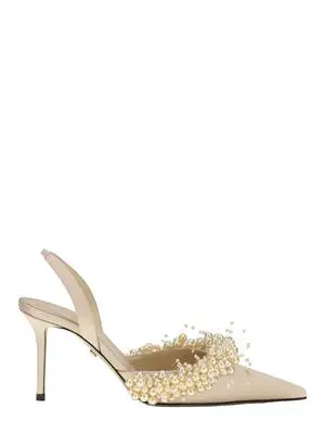 Mach & Mach Slingback Pumps With Pearls - Multicolor