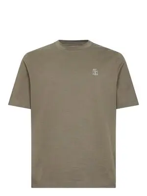 Brunello Cucinelli Khaki Solomeo Crest T-shirt - Multicolor