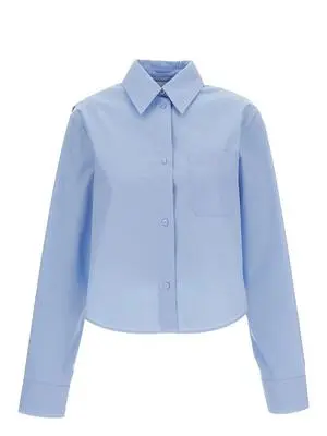 Sportmax Cropped Cotton-blend Shirt With Pleated Back - Multicolor