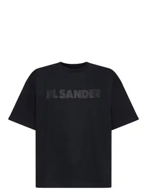 JIL SANDER Black Printed Logo Cotton T-shirt - Multicolor