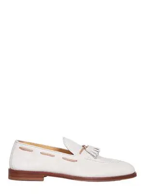 Brunello Cucinelli BRUNELLO CUCINELLI Ivory Suede Tassel Loafers Multicolor