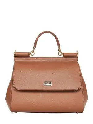 Dolce & Gabbana Camel Dauphine Leather Sicily Handbag - Multicolor