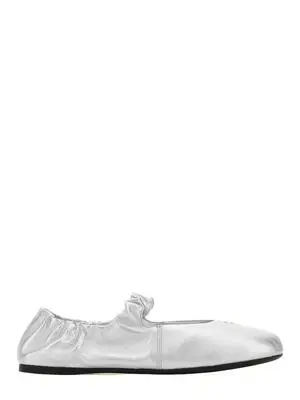 Miu Miu Leather Ballerinas - Silver