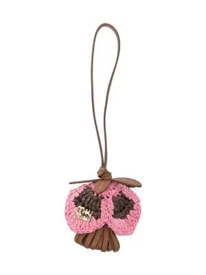 Miu Miu Crochet Flower Charm With Logo Plaque - Multicolor