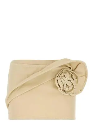Magda Butrym MAGDA BUTRYM Cream Denim Mini Skirt With Rose Embellishment Yellow