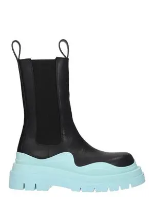 Bottega Veneta Leather Chelsea Boots With Contrasting Sole - Black