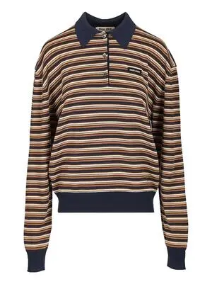 Miu Miu Striped Wool Knit Polo Shirt - Multicolor