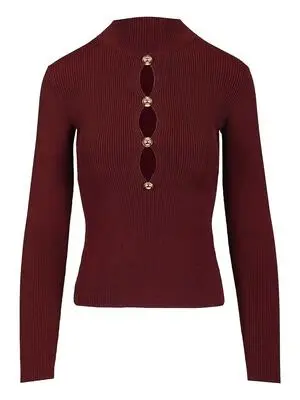 SELF-PORTRAIT SELF-PORTRAIT Long-Sleeved Knitted Top With Keyhole And Gold Buttons Multicolor