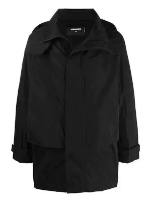 Dsquared2 Nylon Windbreaker Jacket With Hood - Black