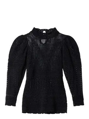 Isabel Marant Étoile Dahara Openwork Knit Puff Shoulder Top - Multicolor