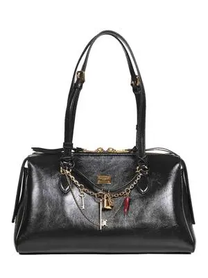Dolce & Gabbana DOLCE & GABBANA Black Vittoria Shiny Calf Leather Handbag Multicolor