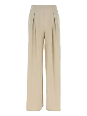 Max Mara Sand Stretch Satin Palazzo Pants - Brown