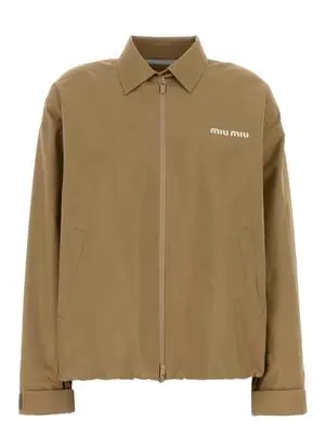 Miu Miu Tech Fabric Zip-up Windbreaker - Brown