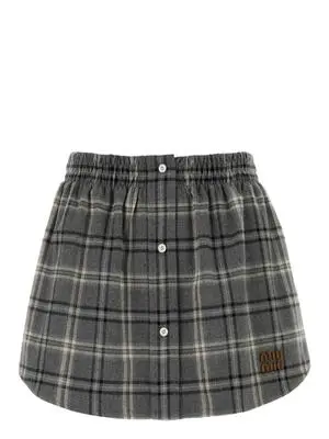 Miu Miu Checked Flannel Mini Skirt - Multicolor