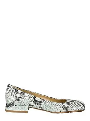 Bottega Veneta Ballerina Flats In Calf Leather With Python Effect - Green