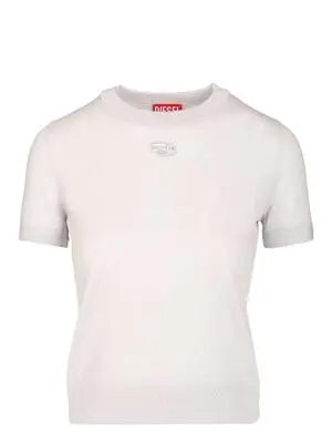 DIESEL® Wool Sweater With Embroidered Oval D Logo - Gray