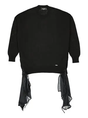Dsquared2 Cotton Sweater With Drawstring Detail - Black