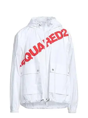 Dsquared2 Logo Hooded Windbreaker Jacket - White