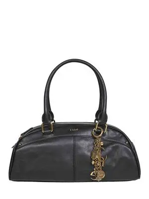 Chloé Chloé Black Leather Bowling Bag With Charms Multicolor
