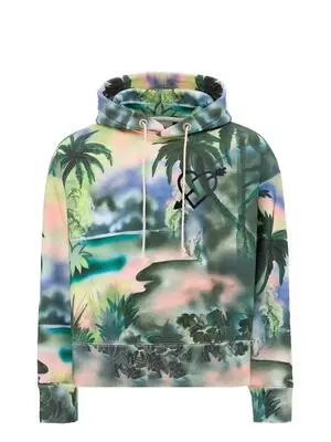 Palm Angels Printed Cotton Hooded Sweatshirt - Green