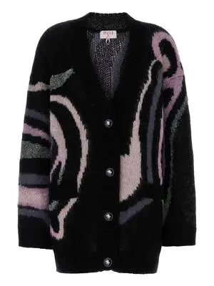 EMILIO PUCCI Emilio Embroidered Mohair Blend Oversize Cardigan
