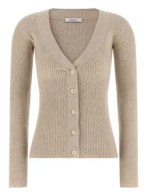 Max Mara Ribbed Wool And Cashmere V-neck Sweater - Cream