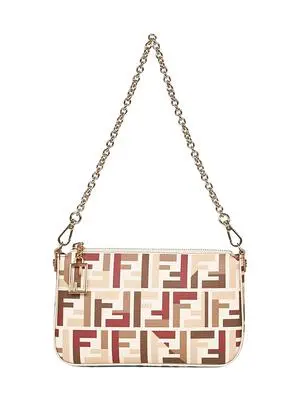 Fendi Baguette Pouch Bag In Ff Jacquard Fabric - Multicolor