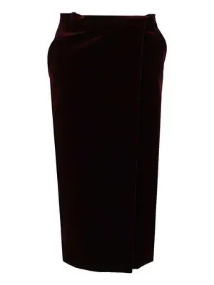 Saint Laurent Velvet Wrap Midi Skirt - Multicolor