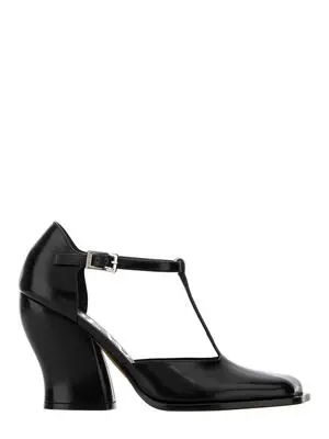 Loewe Leather T-bar Pumps - Black