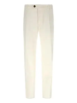 Brunello Cucinelli American Pima Cotton Garment-dyed Gabardine Trousers - White