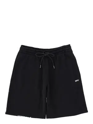 Off-White Printed Cotton Shorts - Black