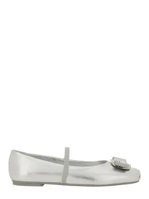 FERRAGAMO Bow Detail Ballet Flats - Silver