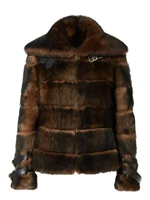 Fendi Fur Blouson Jacket With Buckle Detail - Multicolor