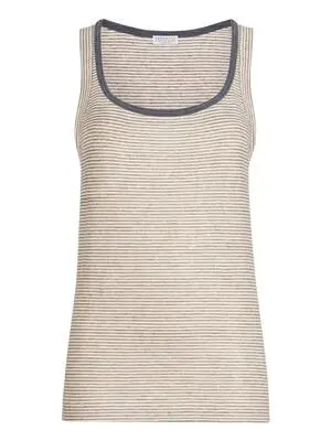 Brunello Cucinelli Striped Linen Tank Top - Multicolor