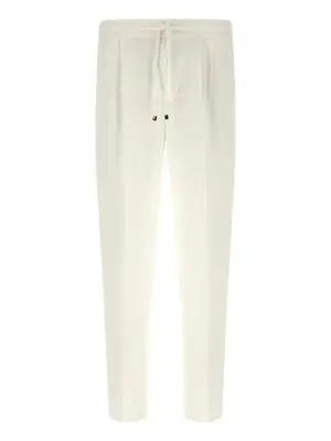 Brunello Cucinelli Linen And Cotton Blend Trousers - White
