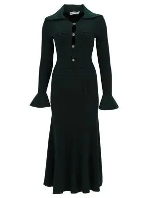 SELF-PORTRAIT Midi Dress With Cut-out - Green