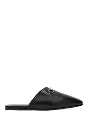 Gucci Leather Mules With Horsebit Detail - Black