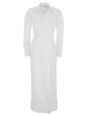 Max Mara Long Sleeve Cotton Twill Dress - Multicolor