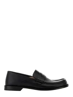 Loewe Leather Campo Flap Loafers - Black