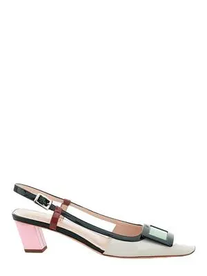 ROGER VIVIER Slingback Heels With Embellished Detail - Multicolor