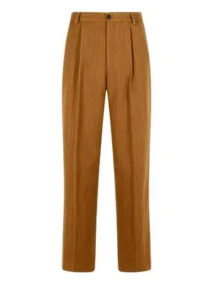 Dries Van Noten Penrud Straight Wool Pants - Brown