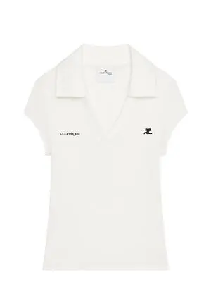 COURREGES Cropped Polo Shirt - White