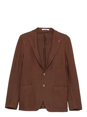 Tagliatore Textured Cotton Blazer - Brown