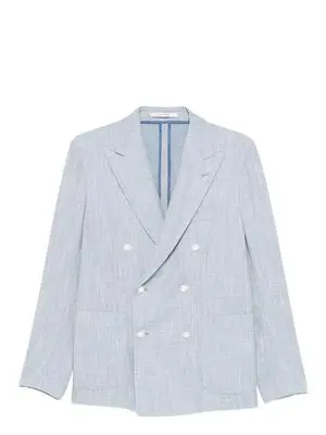 Tagliatore Light Houndstooth Single-breasted Blazer - Blue