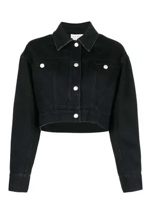 Alexander McQueen Cropped Denim Jacket - Black