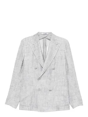 Tagliatore Grey Double-breasted Peak Lapel Blazer - Gray