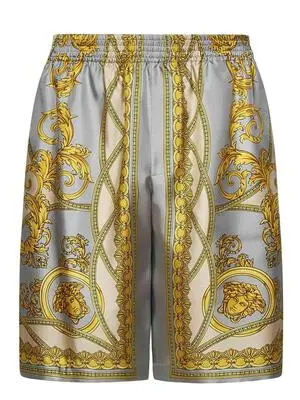 Versace La Coupe Des Dieux Silk Shorts Gray
