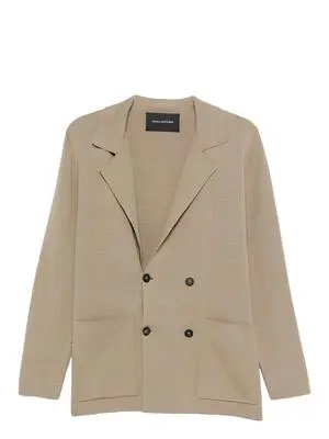 Tagliatore TAGLIATORE Textured Double-Breasted Cardigan Brown