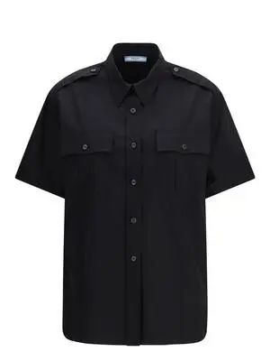 Prada Short Sleeve Poplin Shirt - Black
