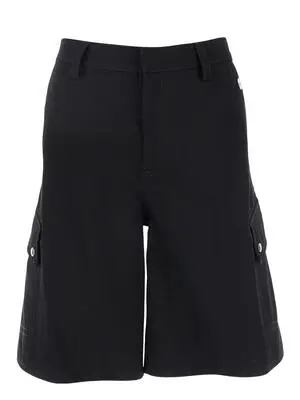 Off-White Black Cotton Cargo Shorts - Multicolor